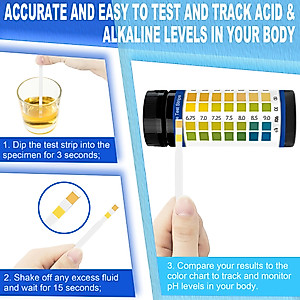 PH Test Strips for Urine & Saliva - 200ct Urine PH Test Strips for Humans, Fast & Accurately Track & Monitor Your pH Level (4.5-9.0ppm) in Seconds, Quick & Easy to Test Alkaline & Acid Levels in Body