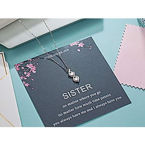 Gifts from Sister, Sterling Silver Infinite Two Interlocking Infinity Double Hearts, Birthday Jewelry Gift Necklaces for Sisters, No Matter