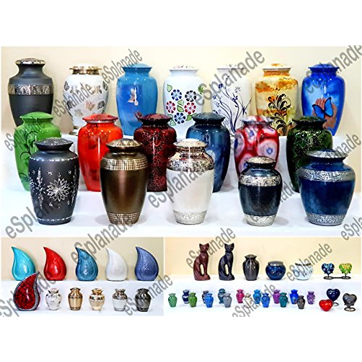 eSplanade Cremation Urn Memorial Container Jar Pot | Metal Burial Urns | Keepsake for Ashes | Brass - White - 6" Inches (Medium)