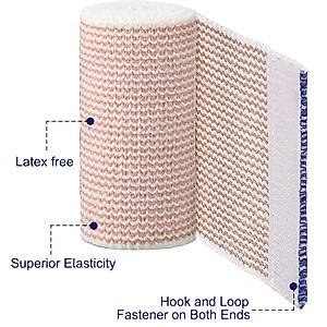 24 Pack Elastic Bandage Wrap (6x2”, 6x3", 6x4", 6x6") Compression Bandage Wrap with Hook and Loop Closure on Both Ends Self Adhesive Bandage Wrap for Sports, Medical, and Injury Recovery