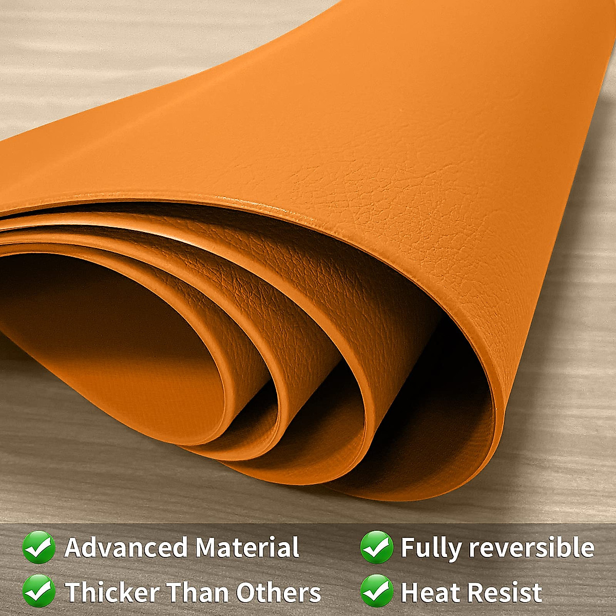 Herda Table Mats for Round Fall Placemats Set of 4 Outdoor Indoor Place Mats Leather Wipeable Washable Placemats for Kitchen Dining Patio Table Heat Resist Easy to Clean Orange Placemats