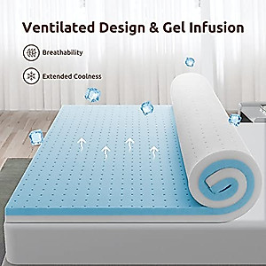 UniPon 4 Inch Gel Memory Foam Mattress Topper King, Medium Firm Mattress Topper, Bed Topper with Skin-Friendly Cover, Non-Slip Design, High-Density Memory Foam