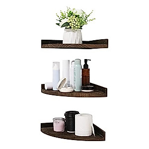 TNQNCFL Round Floating Corner Shelves,Solid Wood Corner Floating Shelves,Wall Mount Floating Corner Shelves,Hanging Corner Shelf for Wall Decor Bedroom Living Room Bathroom Kitchen Office