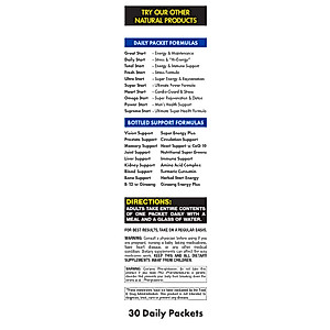 Super Start Complete Daily Vitamin Pack | 10X Energy & Stamina Booster, Muscle Support | Vitamin A, B, C, D, E, B12, Minerals, Amino Acids, Bee Pollen, Ashwagandha, Panax Ginseng (30 Packets)