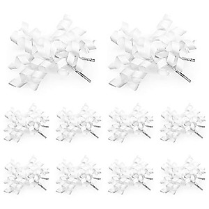 CT CRAFT LLC 4" Wide, 10 Count Twist-Tie Curly Bow Gift Wrap Accessory - White