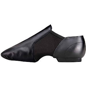 Linodes (Tent Leather Upper Jazz Shoe Slip-on for Women and Men's Dance Shoes Black 8M