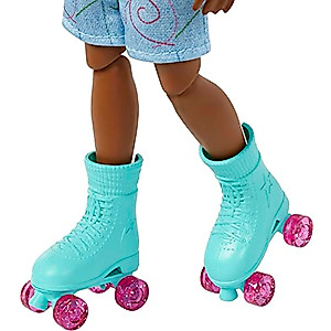 Mattel Karma’s World Roller Skating Mattel Karma Doll with Dog Figure, Set Includes Collectible Record & Accessories