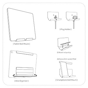 TXEsign Adhesive Wall Tablet Holder Mount Stand for Tablet Smartphones eReader Wall Holder Mount (Black)