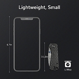 CIVIVI Small Pocket Knife for EDC, Ben Petersen Folding Knife Baby Banter with 2.34" Damascus Blade Carbon Fiber Overlay on G10 Handle, Titanium Thumb Stud Opener C19068S-DS1