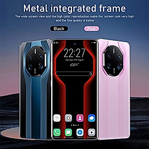 Yunseity 3G Smartphone, Mate50 RS 6.6in Face Unlock Mobile Phone, 4GB RAM 64GB ROM Quad Core, 24MP 32MP Dual Camera, 5000mAh Battery, 2.4G 5G Dual Band WiFi Dual Sim Cell Phone for Android (Black)