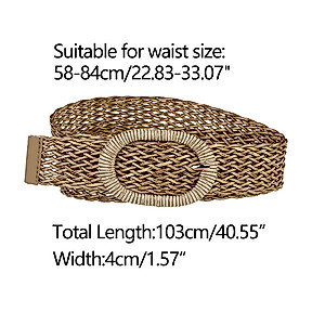 Allegra K Womens Skinny Waist Belts Braided Woven Belts for Dress Metal Buckle 58-84cm/22.83-33.07" Brown