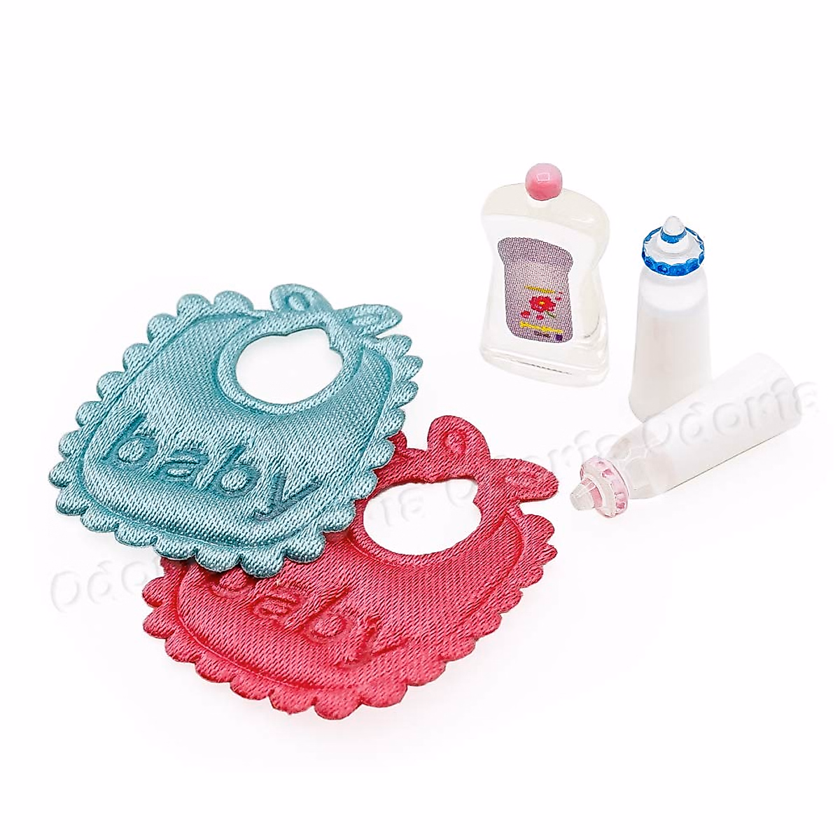 Odoria 1/12 Miniature Baby Bottles Bibs Dollhouse Nursery Accessories