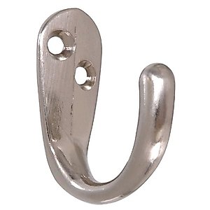 The Hillman Group 592602 Clothes Hook Satin Nickel 2-Pack