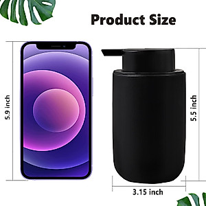 Foam Soap Dispenser Set - 2 Pack Black Ceramic Foaming Dish Hand Soap Dispenser with Black Pump for Bathroom, Bathroom Dispenser Set for Modern Home Farmhouse Decor