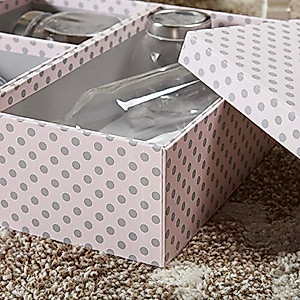 Urban Shop 5 Piece Multi Compartment Drawer Storage Organizer, Blush Polka Dot