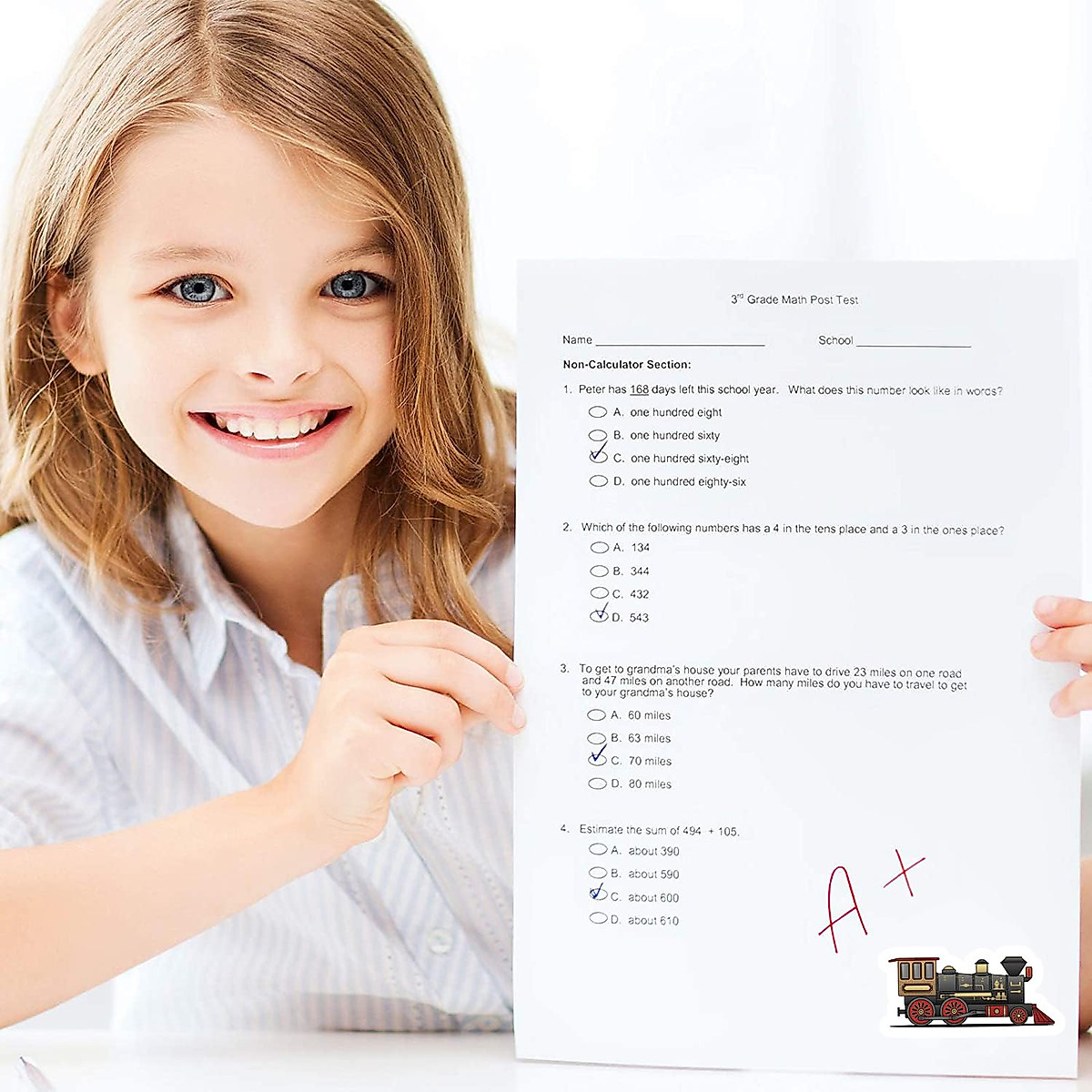 Train Stickers (500 pcs), 10 Sheets Graphic Aesthetics Cartoon Decal Roll Self Adhesive Seals for Kids Girls Boys Teen Birthday Party Decorations Water Bottle Laptop Scrapbook Cards Envelopes