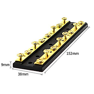 ZOOKOTO 8 Circuit Junction Block,32V DC 60A Dual Brass Bus Bar with Sixteen 8-32 Screw Terminals