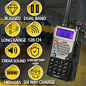 Retevis RT-5RV 2 Way Radios Walkie Talkies Long Range,High Power Walkie Talkie,Shock Resistant,Two Way Radio with Charging Station for Industrial(6 Pack)