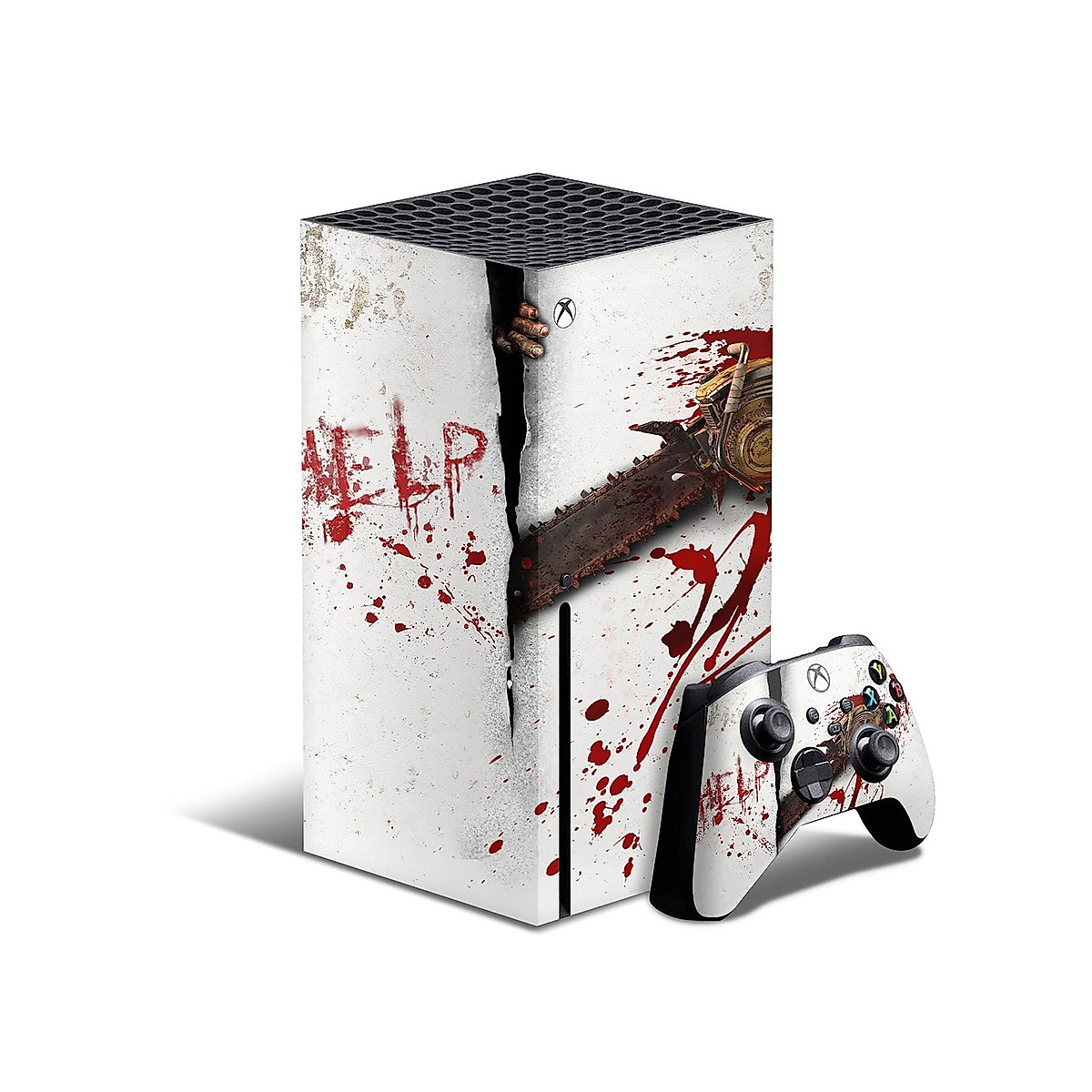 ZOOMHITSKINS Compatible with X1 Series X, Blood Spatter White Red Chainsaw Horror, Durable, Bubble-free, Goo-free, Made in USA