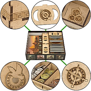 TowerRex Board Game Organizer for 7 Wonders board game box 1st Ed, 7 Wonders Cities expansion, 7 Wonders Armada expansion, 7 Wonders Leaders, 7Wonders game organizer insert storage kit accessories