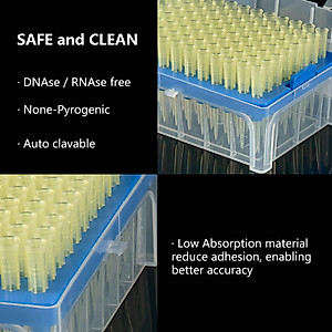 Eowpower 10Boxs 960Pcs Yellow 200ul Pipettor Universal Pipette Tips - Racked, Non-Pyrogenic DNAse/RNAse Free, 96 Tips/Rack
