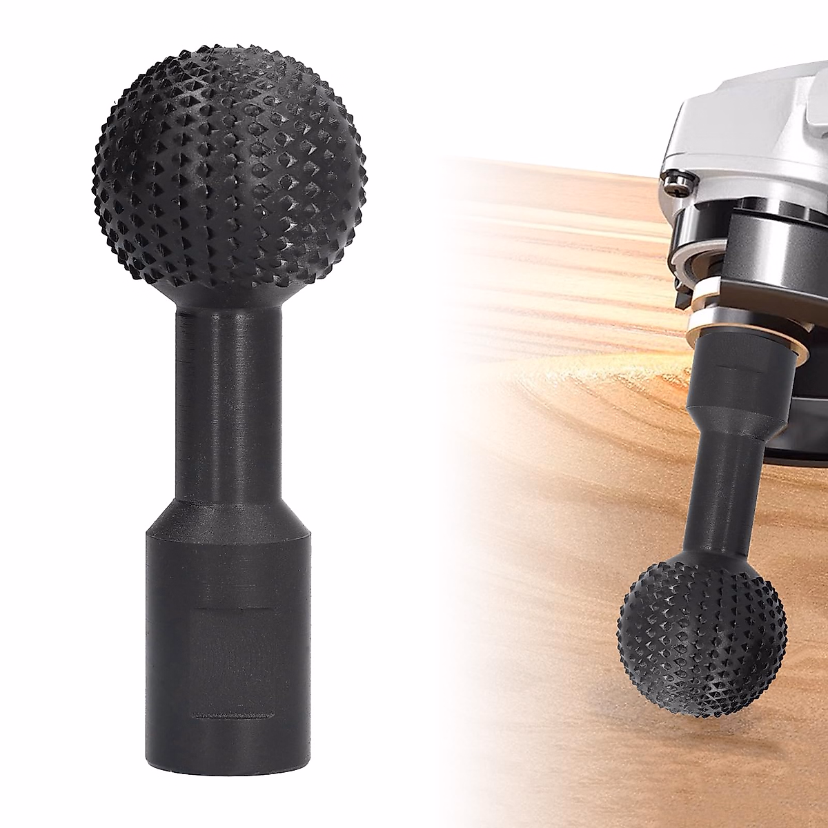 Agatige Ball Grinding Head, 5/8‑11in Wood Carving Burrs Carbon Steel Sphere Rotary Burr Ball Gouge Grinding Head Woodworking Attachment Tool for Wood Carving Grinding Polishing Engraving