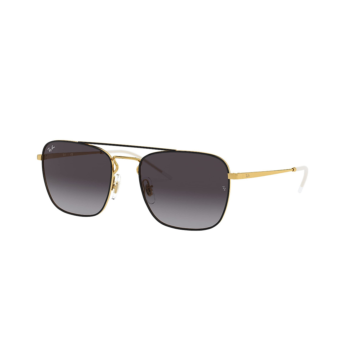 Ray-Ban RB3588 Square Sunglasses, Black On Gold/Light Grey Gradient Dark Grey, 55 mm