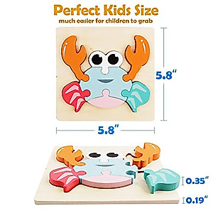 Wooden Puzzles for Toddlers, 6 Pack Animal Puzzles Toys Wooden Puzzles for Toddlers Kids 1-3, Montessori Educational Fine Motor Skill Early Learning Educational Gift for Boys Girls Ages 1 2 3 4 5 6