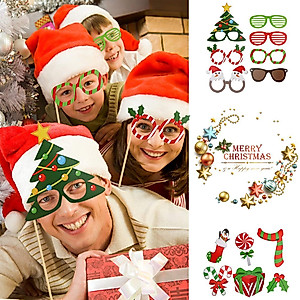 Christmas Party Decorations Supplies, 74 pcs Xmas Decorations Set - Including Paper Fans, Hanging Swirls, Photo Booth Props, Balloons, Confetti and Banner