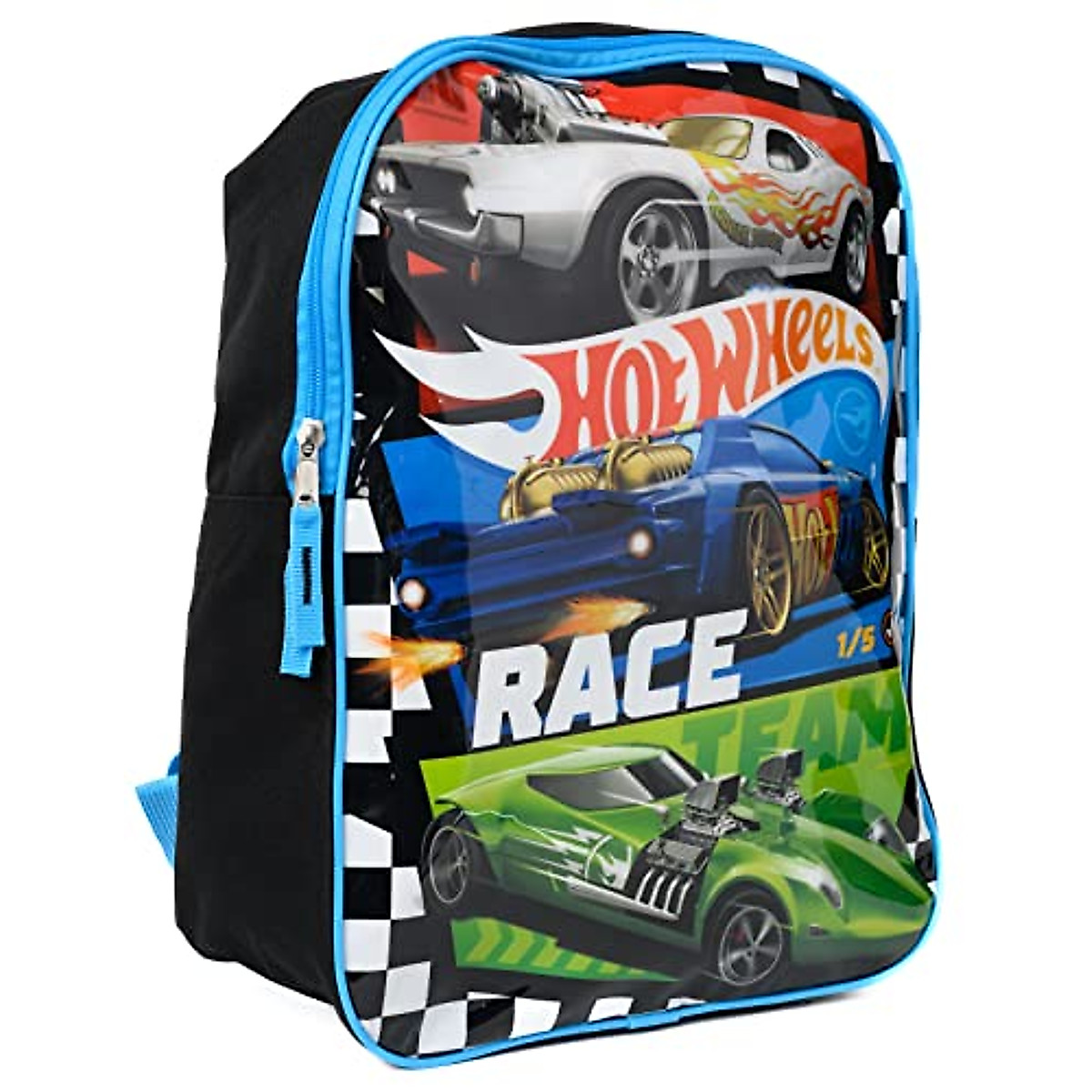 Hot Wheels 15" Backpack Race Cars Boys Kids School Bag Blue Black