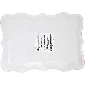 10 White Rectangle Trays with Gold Rim Border for Elegant Dessert Table Serving Parties 9" X 13" Heavy Duty Disposable Paper Cardboard for Platters, Cupcake Display, Birthday Party, Weddings Food Safe