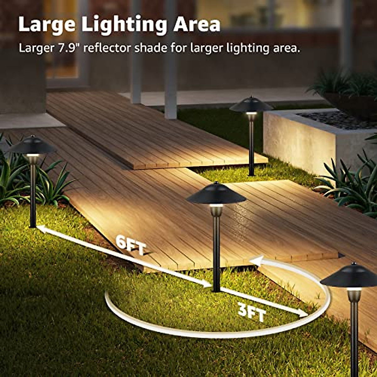 SUNVIE Low Voltage Landscape Pathway Lights, 12-24V 3W LED Path Lighting, 3000K Outdoor Low Voltage Landscape Lighting, IP65 Waterproof Aluminum Path and Area Light for Yard Garden Walkway, 2 Pack