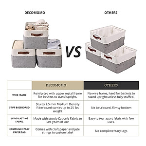 DECOMOMO Storage Bins Fabric Storage Baskets for Shelves, Linen Closet Organization Toys Nursery (Grey and White, XL - 3 Pack)