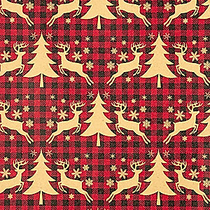 RUSPEPA Christmas Wrapping Paper,Kraft Paper - Red and Black Plaid Reindeer Design - 24 Inches x 100 Feet