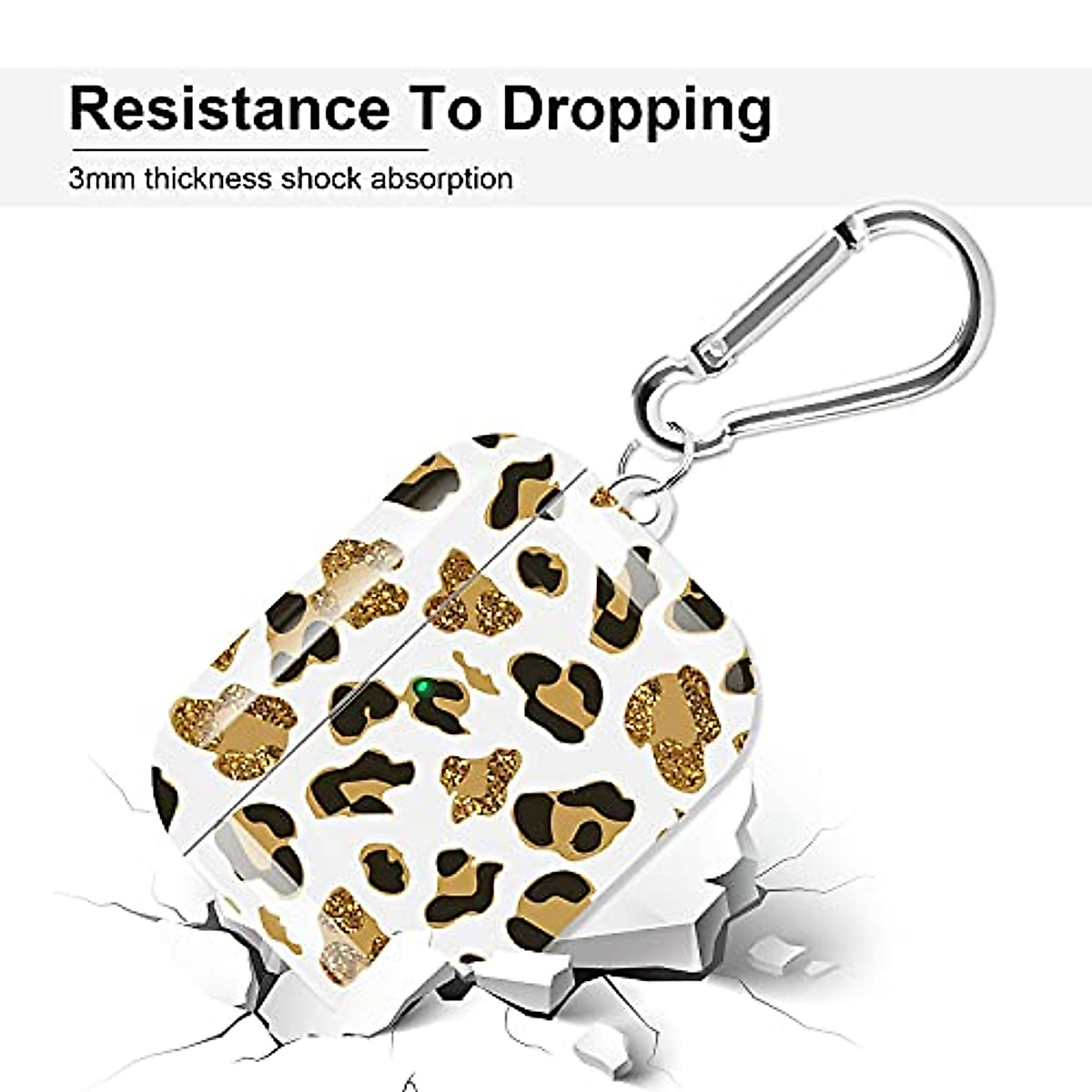 BOLOSTIN Clear Case for AirPods Pro Case,Cute AirPods Cover for Women Girl,Protective AirPods Pro Skin Cover with Keychain (Leopard)