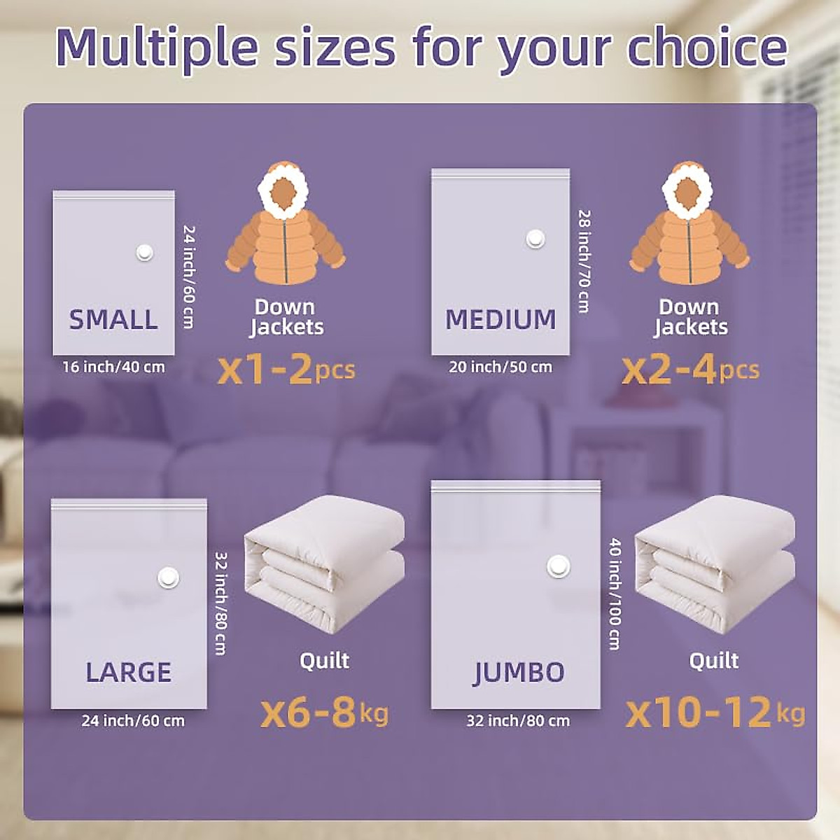 Vacuum Storage Bags,8 Pack (Medium,28"x20"),Space Saver 80% Vacuum Storage Bags,Storage Bags Vacuum Sealed of Clothes, Pillows,Comforters,Blankets Storage,Hand Pump Included