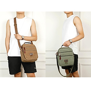 Smrcom Man Small Canvas Crossbody Messenger Purse Shoulder Crossbody Casual Man Bag Side Bag (Coffee)