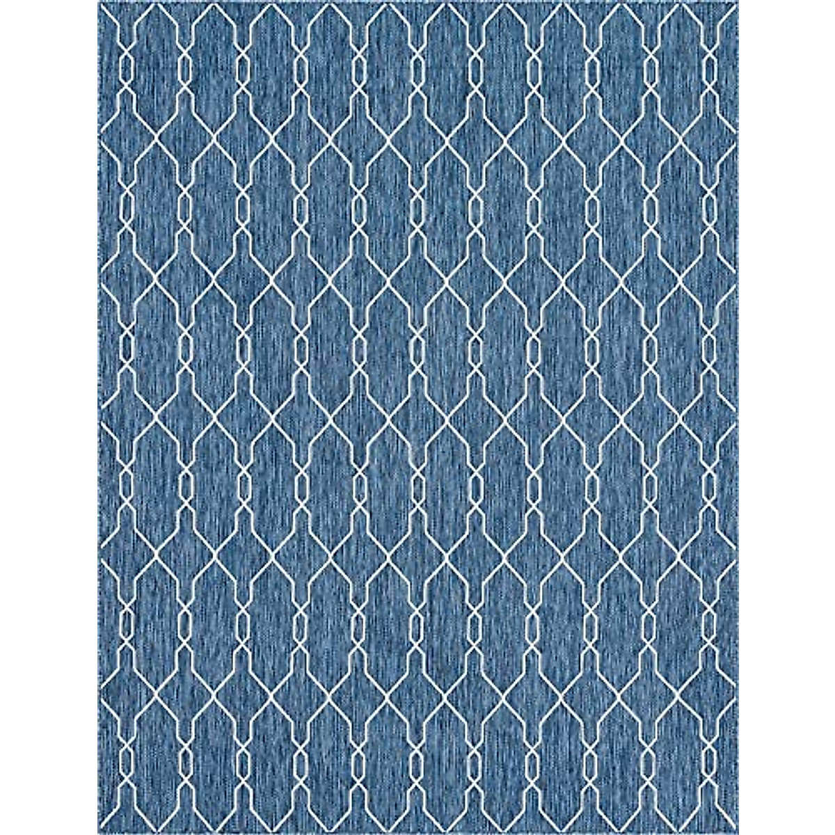 Unique Loom Outdoor Trellis Collection Area Rug - Links Trellis (9' x 12' Rectangle, Blue/ Ivory)