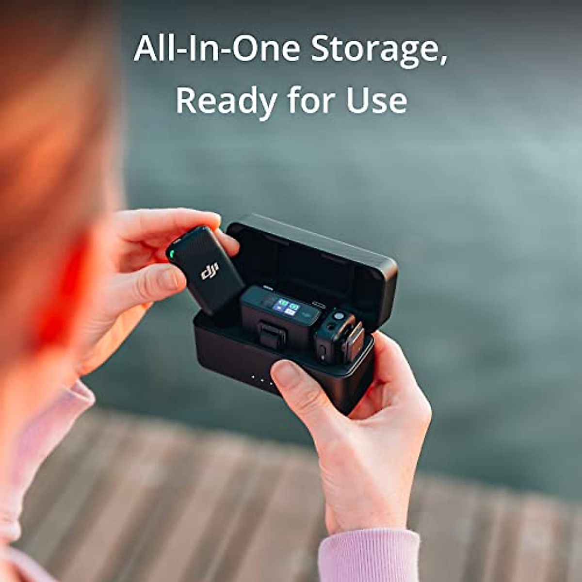 DJI Mic (2 TX + 1 RX + Charging Case), Wireless Lavalier Microphone, 250m (820 ft.) Range, 15-Hour Battery, Noise Cancellation, Wireless Microphone for PC, iPhone, Andriod, Record Interview, Vlogs