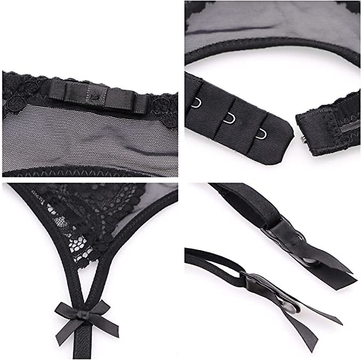 Thigh High Stockings with Garter Belt Attached, Lace Stockings Sheer Stockings for Women