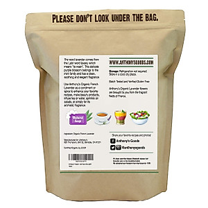 Anthony's Organic French Lavender Petals, 5 oz, Extra Grade, Dried, Gluten Free & Non GMO