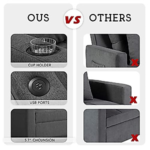 DURASPACE Futon Chair Bed Convertible Chair 3-in-1 Pull Out Sleeper Chair Beds with USB Ports, Armchair Bed Sleeper for Living Room (Dark Gray)