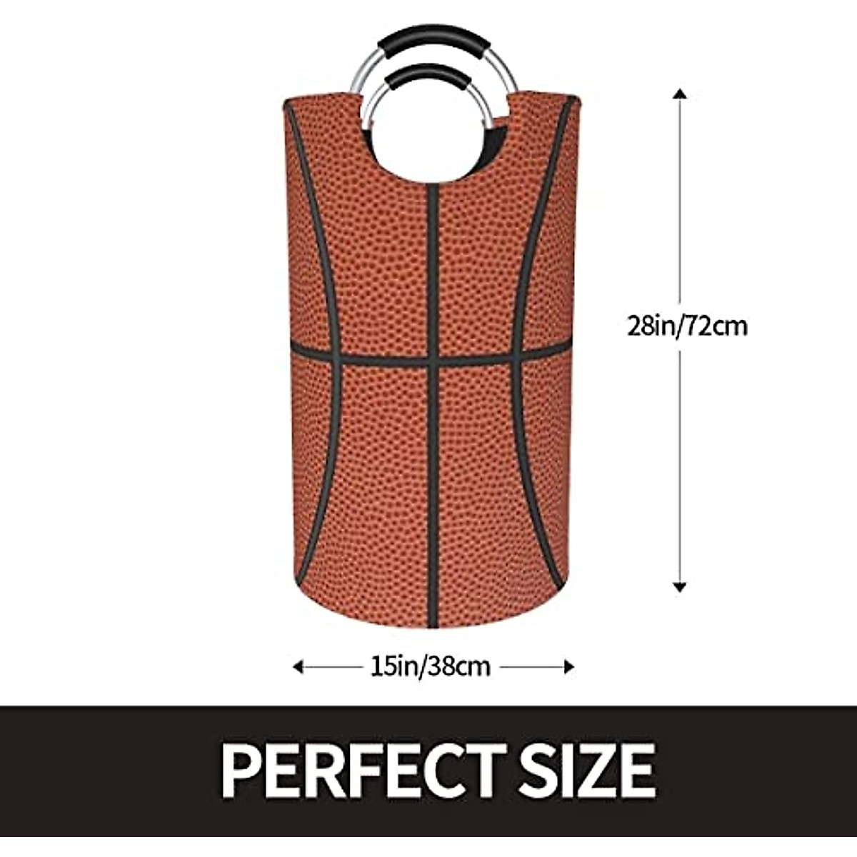 Dujiea 82L X-Large Laundry Basket Bag Tall, 85L Basketball Collapsible Laundry Hampers with Aluminium Handles Big Clothes Basket Kids Laundry Bin Round Storage Basket for Dorm Room