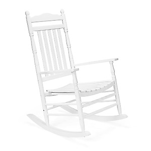 VINGLI Wooden Rocking Chair Outdoor, Patio Rockers with High Back, Support 450 LBS Rocking Chairs, for Porch, Patio, Balcony, Garden, Yard (White, 1 PC)