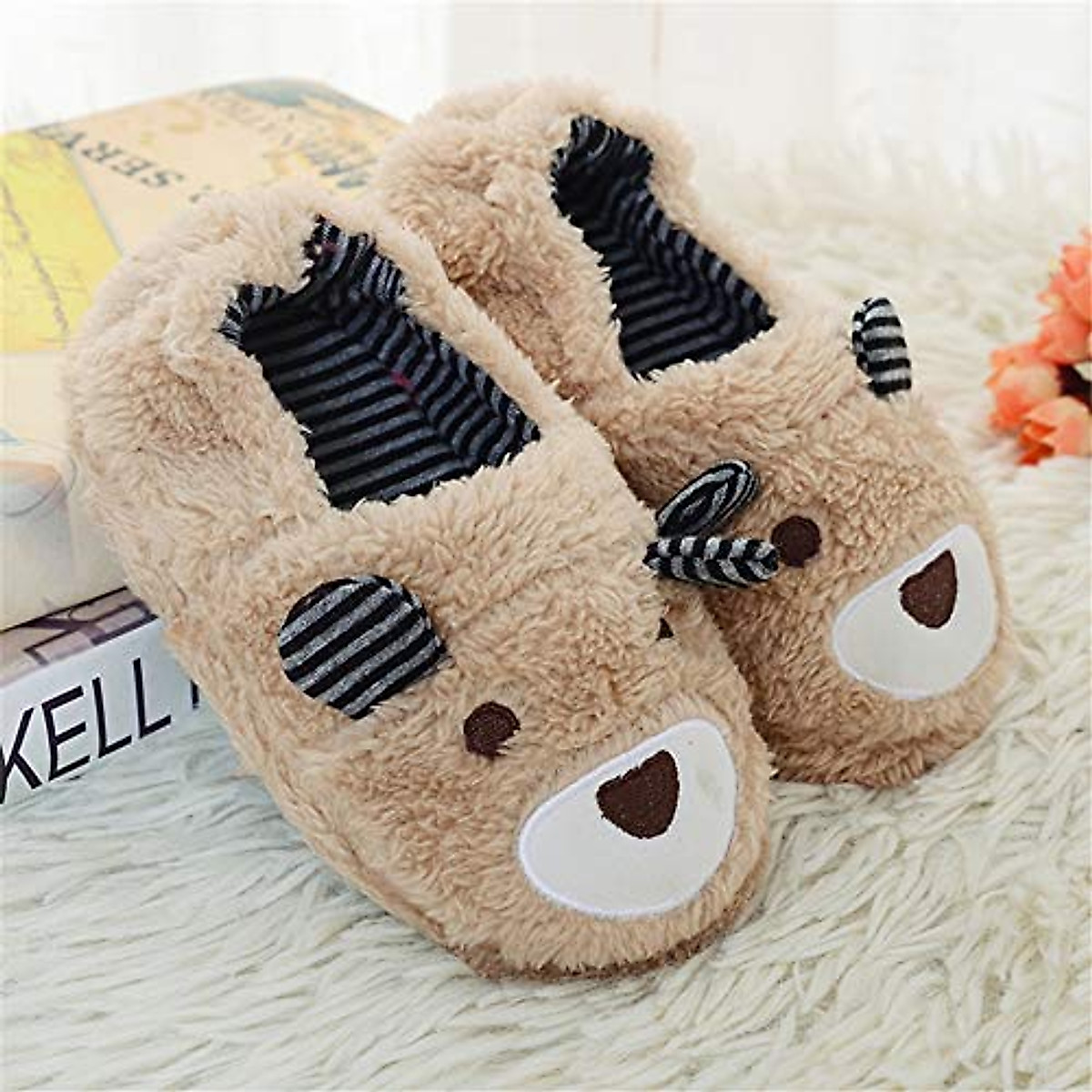 LZSYC Toddler Boys Bear Warm Slippers Indoor US 7-8