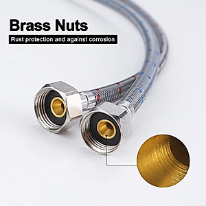 ARCORA Faucet Supply Lines, 24" Length Bathroom Kitchen Faucet Connector Braided Nylon Water Supply Line 3/8" Comp x 1/2" FIP 2Pcs (1 Pair)