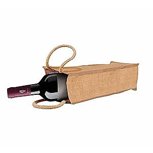 BANNER BUZZ MAKE IT VISIBLE BannerBuzz Jute Wine Bag Made of 100% Biodegradable Jute Material (4” W X 15” H X 4” B, Natural Brown Color)