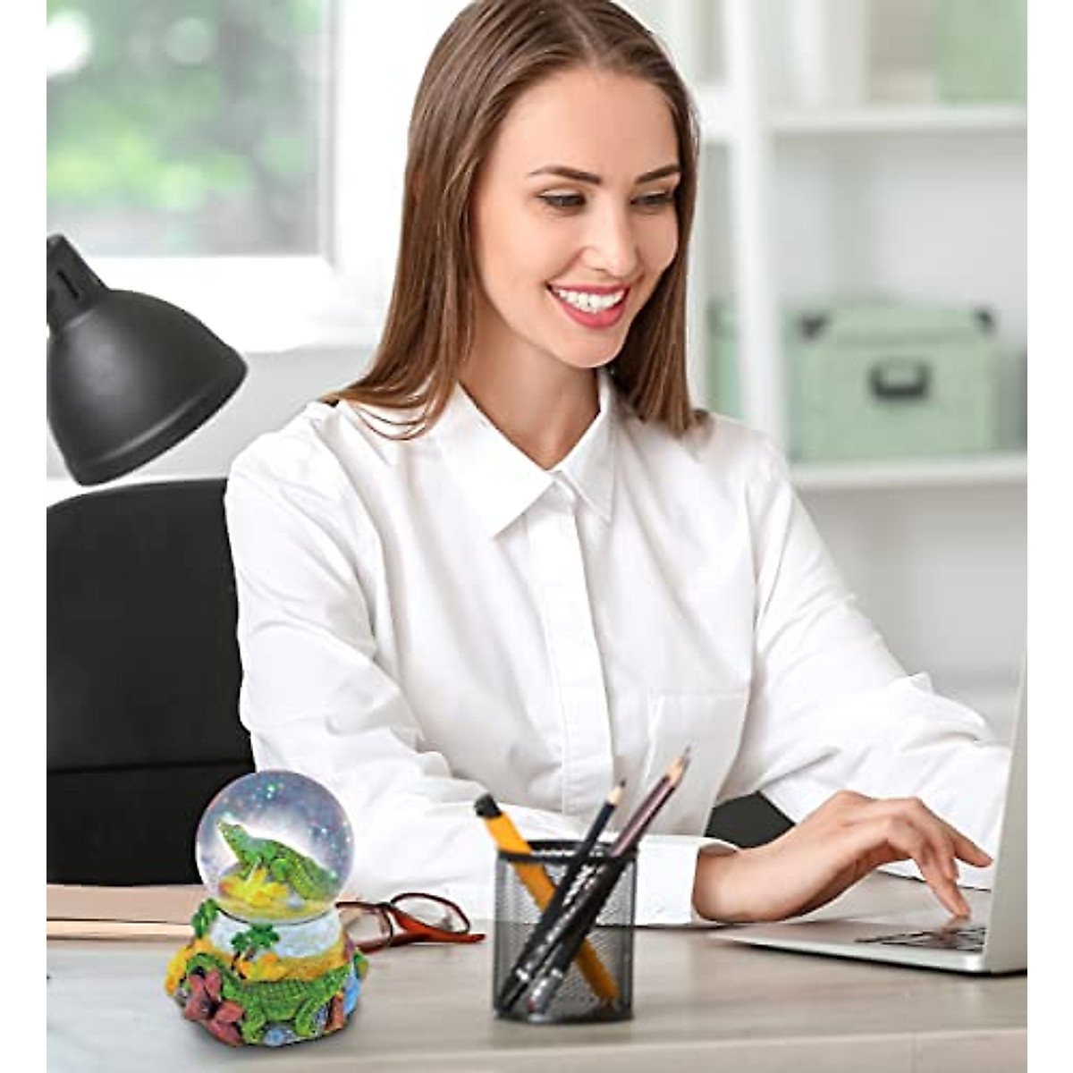 COTA Global Alligator Stone Snow Globe - Sparkly Water Globe Figurine with Sparkling Glitter, Collectible Novelty Ornament for Home Decor, for Birthdays, Christmas, and Valentine's Day