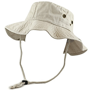 The Hat Depot 300N1510 Wide Brim Foldable Double-Sided Outdoor Boonie Bucket Hat (L/XL, 2. Cotton - Putty)