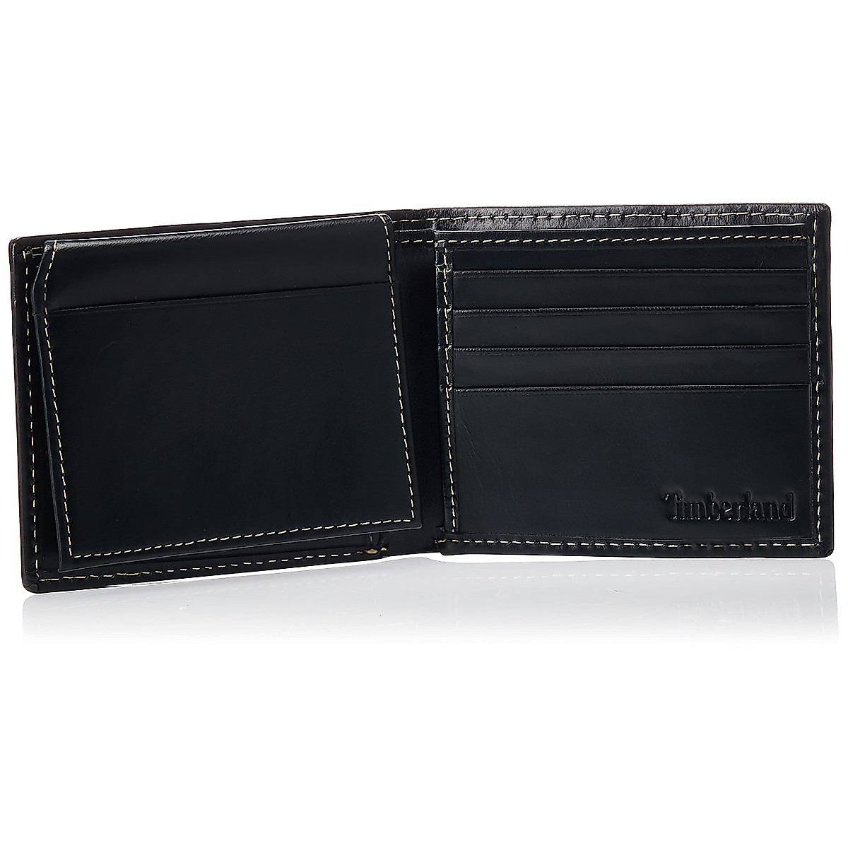 Timberland mens Leather Wallet With Attached Flip Pocket, Black (Cloudy), One Size